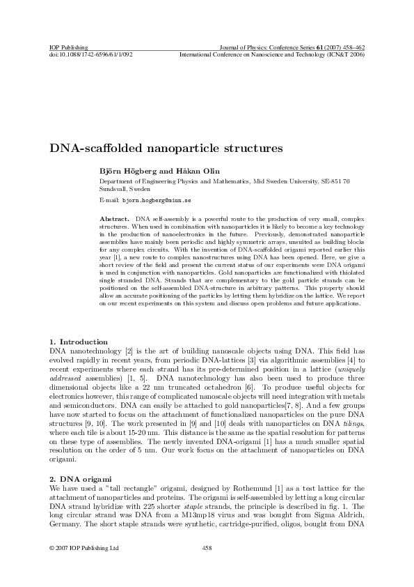 (PDF) DNA-scaffolded nanoparticle structures
