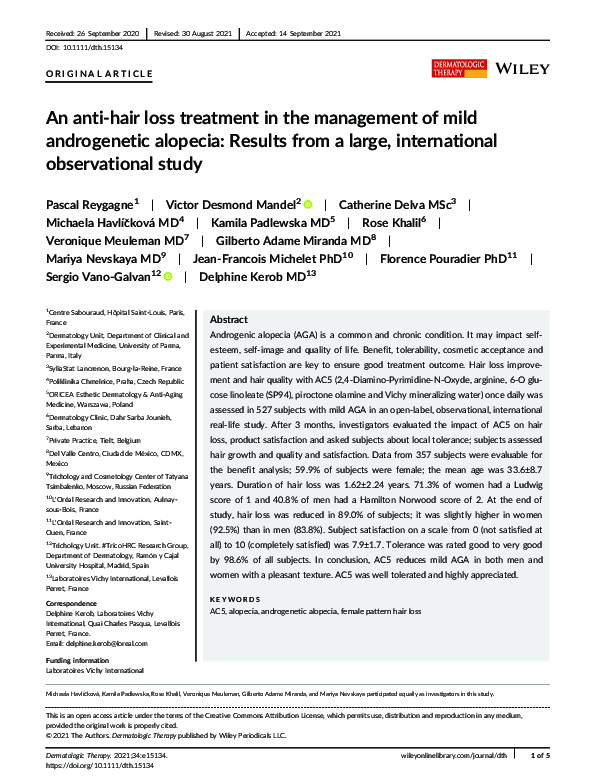 Pdf An Anti‐hair Loss Treatment In The Management Of Mild