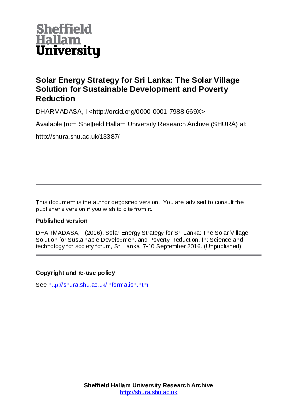 (PDF) Solar Energy Strategy for Sri Lanka: The Solar Village Solution ...