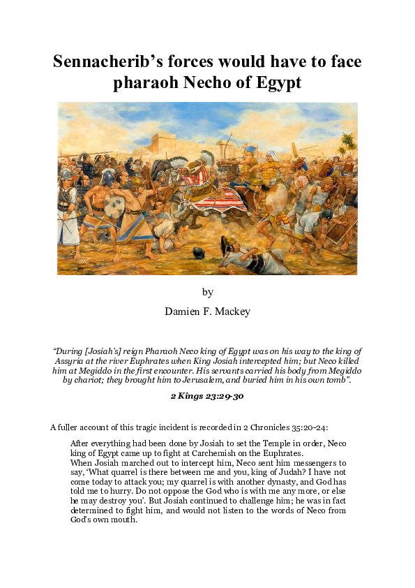 (DOC) Sennacherib's forces would have to face pharaoh Necho of Egypt