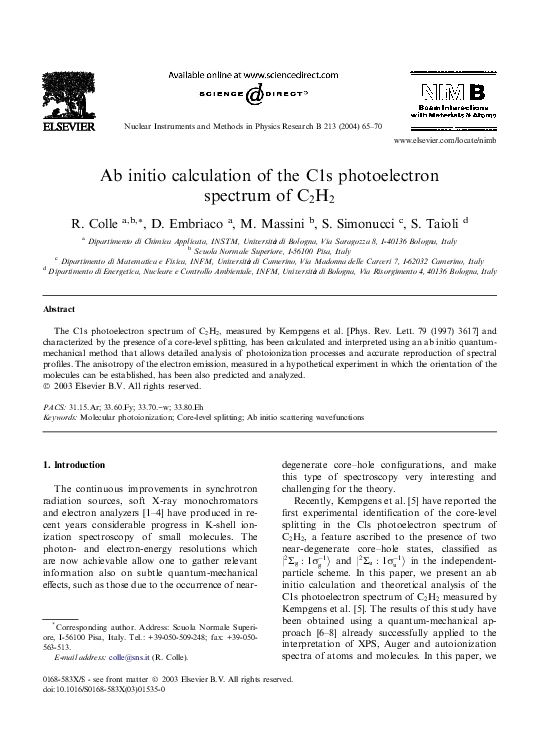 (PDF) Ab initio calculation of the C1s photoelectron spectrum of C2H2 ...