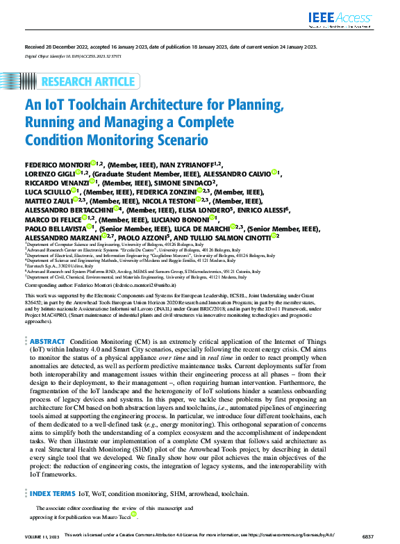 Pdf An Iot Toolchain Architecture For Planning Running And Managing A Complete Condition