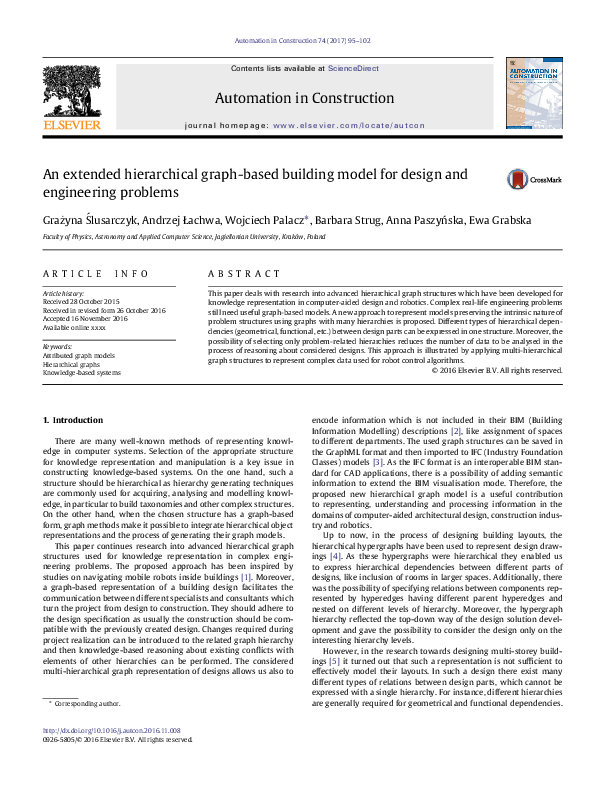 Pdf An Extended Hierarchical Graph Based Building Model For Design