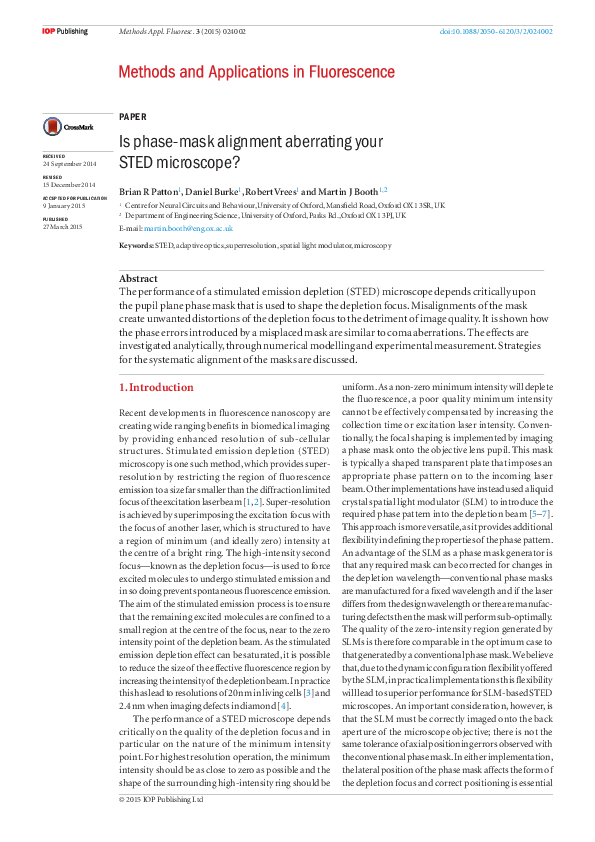 (PDF) Is phase-mask alignment aberrating your STED microscope?