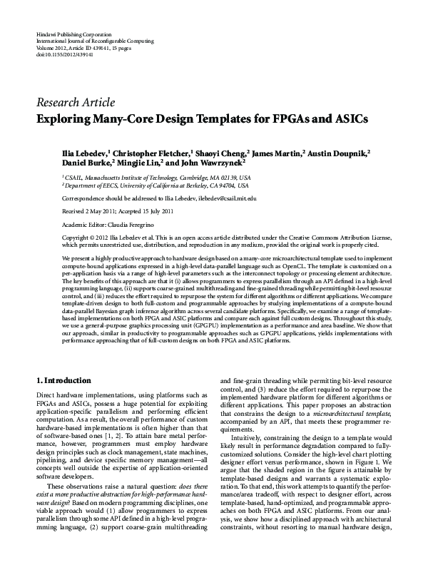 (PDF) Exploring Many-Core Design Templates for FPGAs and ASICs