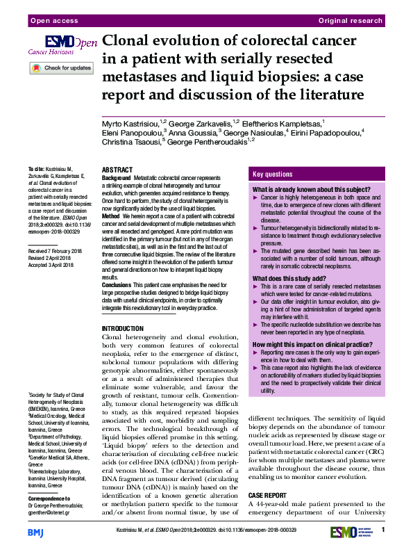 (PDF) Clonal evolution of colorectal cancer in a patient with serially ...