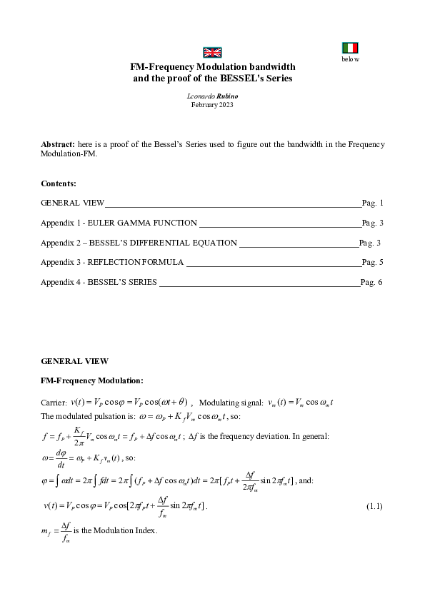 (PDF) FM-Frequency Modulation bandwidth and the proof of the BESSEL's ...