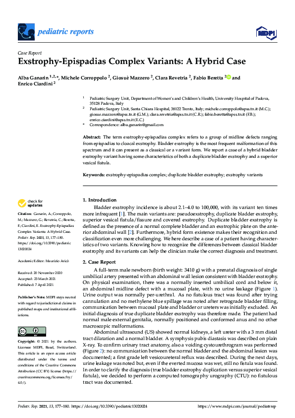(PDF) Exstrophy-Epispadias Complex Variants: A Hybrid Case