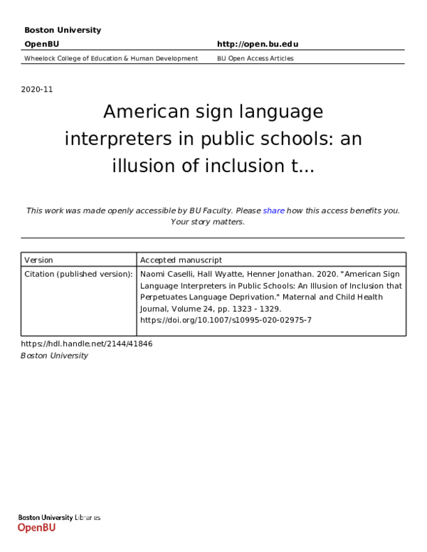 (PDF) American Sign Language Interpreters in Public Schools: An ...
