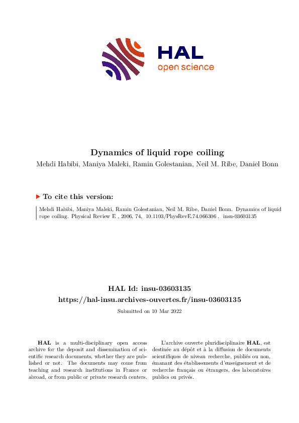 (PDF) Dynamics of liquid rope coiling