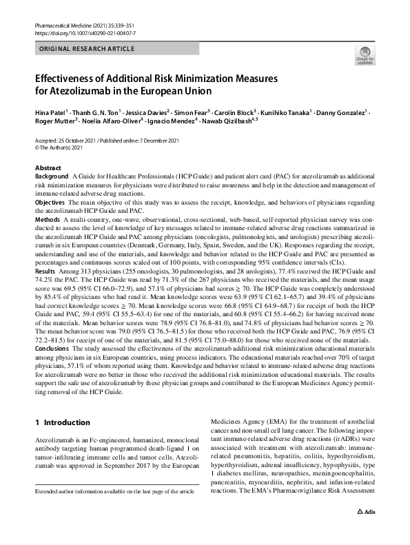 (PDF) Effectiveness of Additional Risk Minimization Measures for ...