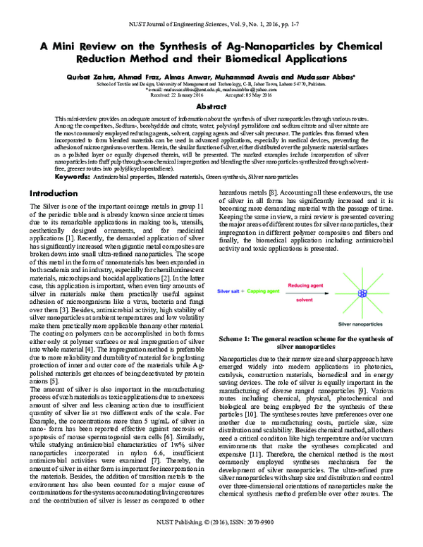 (PDF) A Mini Review on the Synthesis of Ag-Nanoparticles by Chemical Reduction Method and their ...