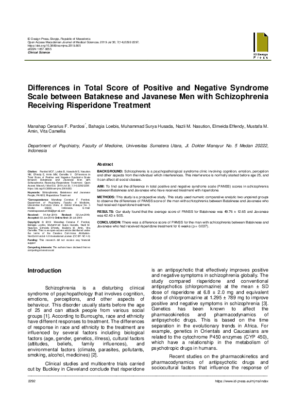 (PDF) Differences in Total Score of Positive and Negative Syndrome ...