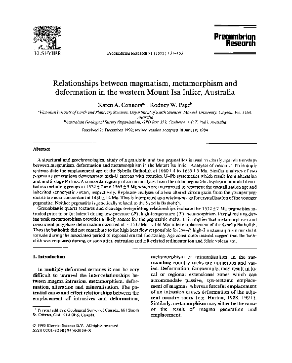 (PDF) Relationships between magmatism, metamorphism and deformation in ...