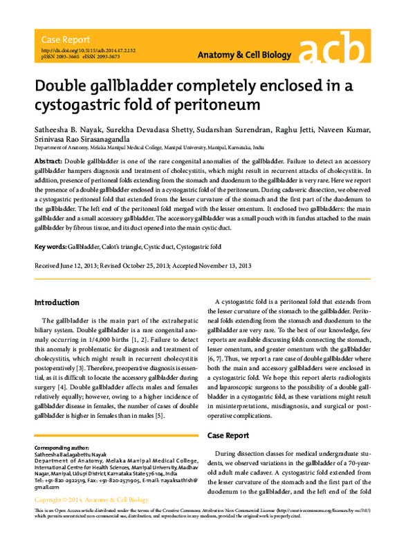 (PDF) Double gallbladder completely enclosed in a cystogastric fold of ...