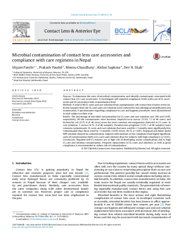 (PDF) Microbial contamination of contact lens care accessories and ...