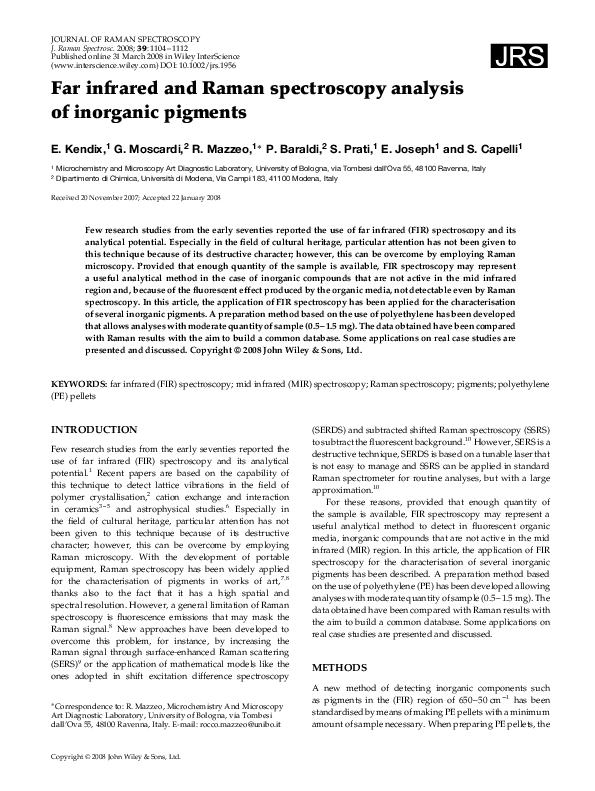 (PDF) Far infrared and Raman spectroscopy analysis of inorganic pigments