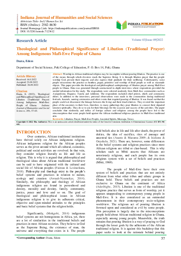 (PDF) Theological and Philosophical Significance of Libation ...