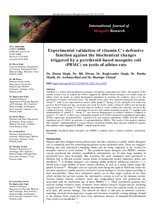 (PDF) Experimental validation of vitamin C's defensive function against ...