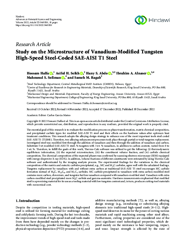 (PDF) Study on the Microstructure of Vanadium-Modified Tungsten High ...