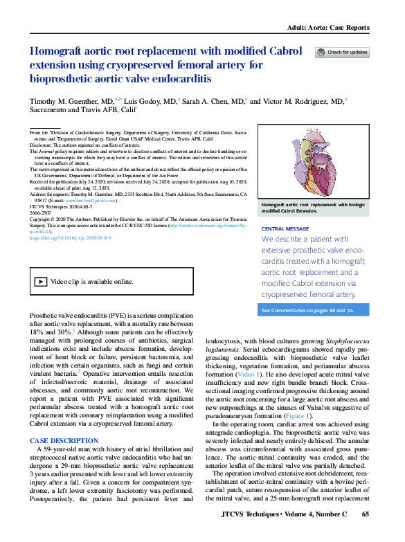 (PDF) Homograft aortic root replacement with modified Cabrol extension ...