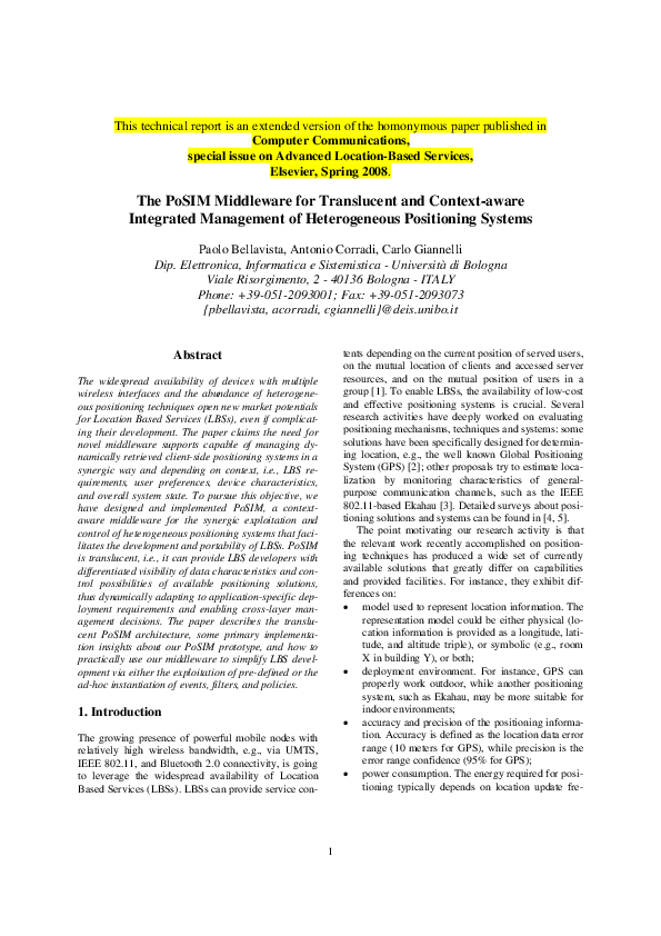 (PDF) The PoSIM middleware for translucent and context-aware integrated management of ...