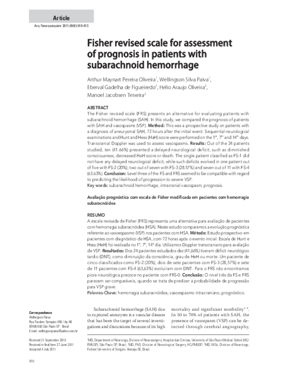 (PDF) Fisher revised scale for assessment of prognosis in patients with ...