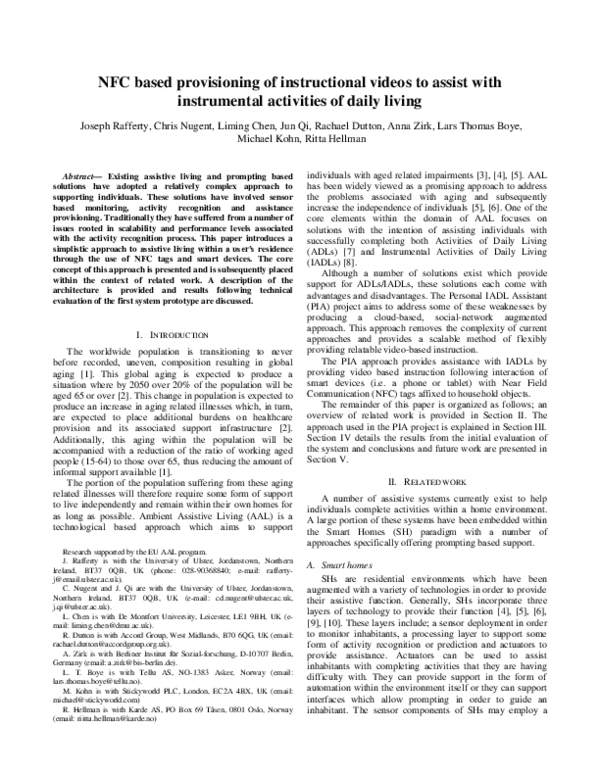 (PDF) NFC based provisioning of instructional videos to assist with instrumental activities of ...