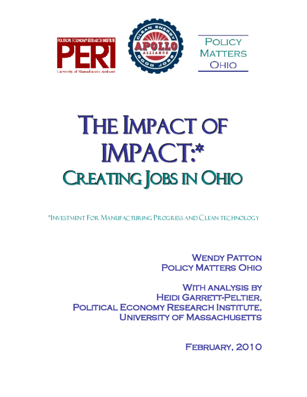 (PDF) The impact of IMPACT: Creating Jobs in Ohio