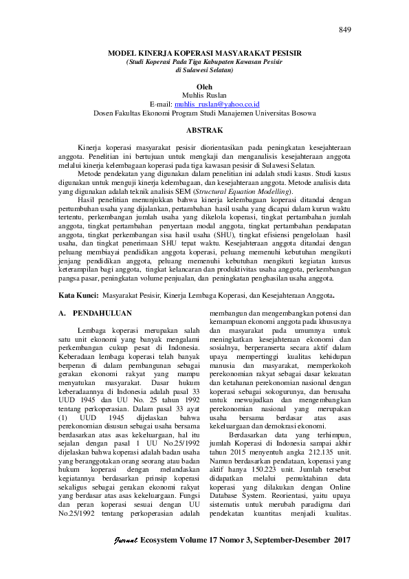 (PDF) Model Kinerja Koperasi Masyarakat Pesisir