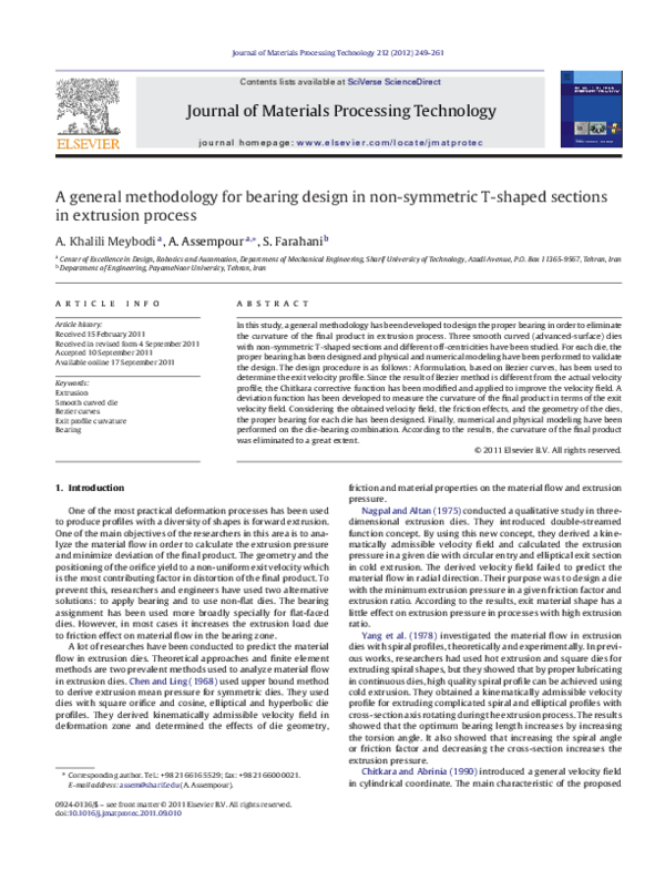 (PDF) A general methodology for bearing design in non-symmetric T ...