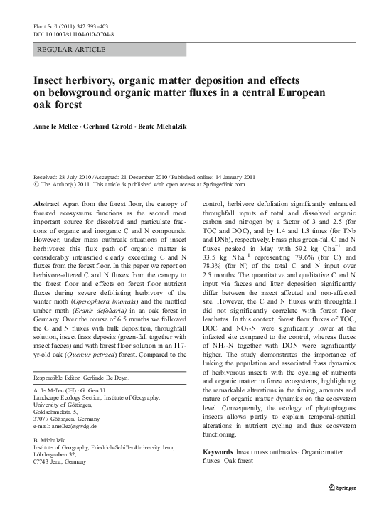 (PDF) Insect herbivory, organic matter deposition and effects on ...