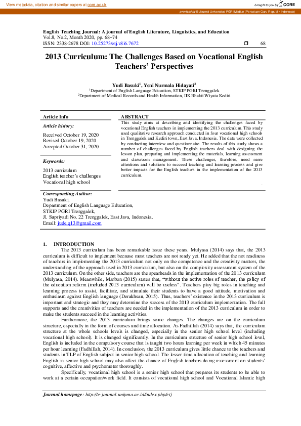 (PDF) 2013 Curriculum: The Challenges Based on Vocational English ...