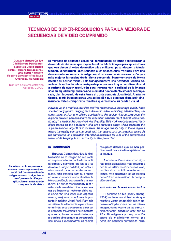 (PDF) Técnicas De Súper-Resolución Para La Mejora De Secuencias De ...