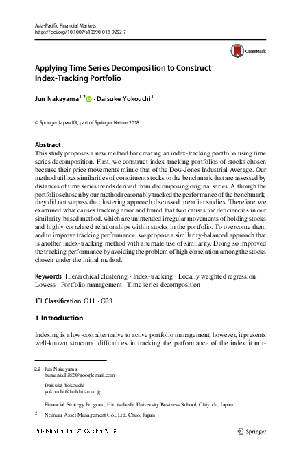 (PDF) Applying Time Series Decomposition to Construct Index-Tracking Portfolio