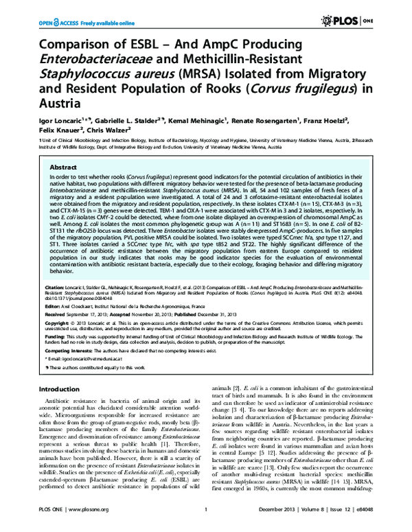 (PDF) Comparison of ESBL – And AmpC Producing Enterobacteriaceae and Methicillin-Resistant ...