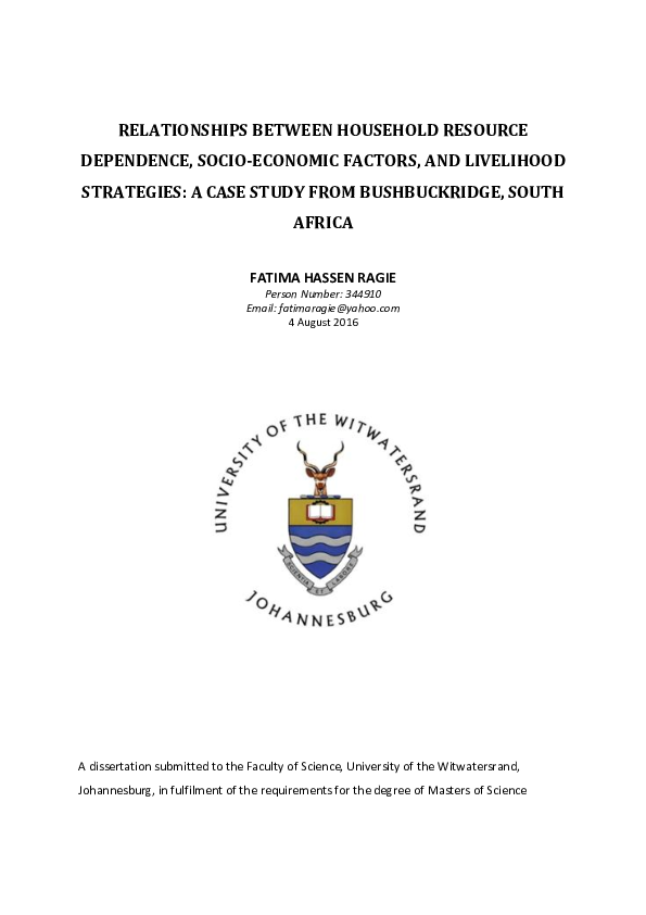(PDF) Relationships between household resource dependence, socio-economic factors, and ...