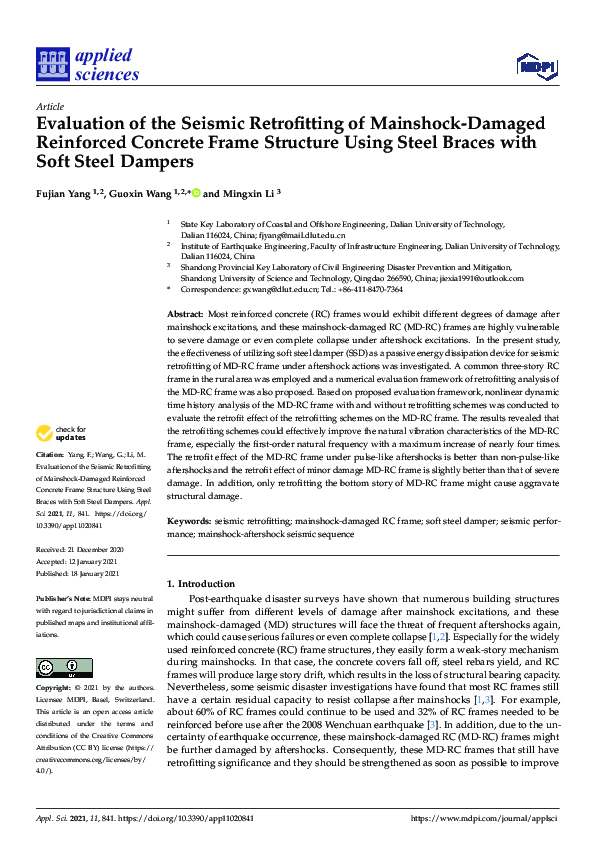 (PDF) Seismic Retrofitting of Damage-Damaged RC Frames with SSD