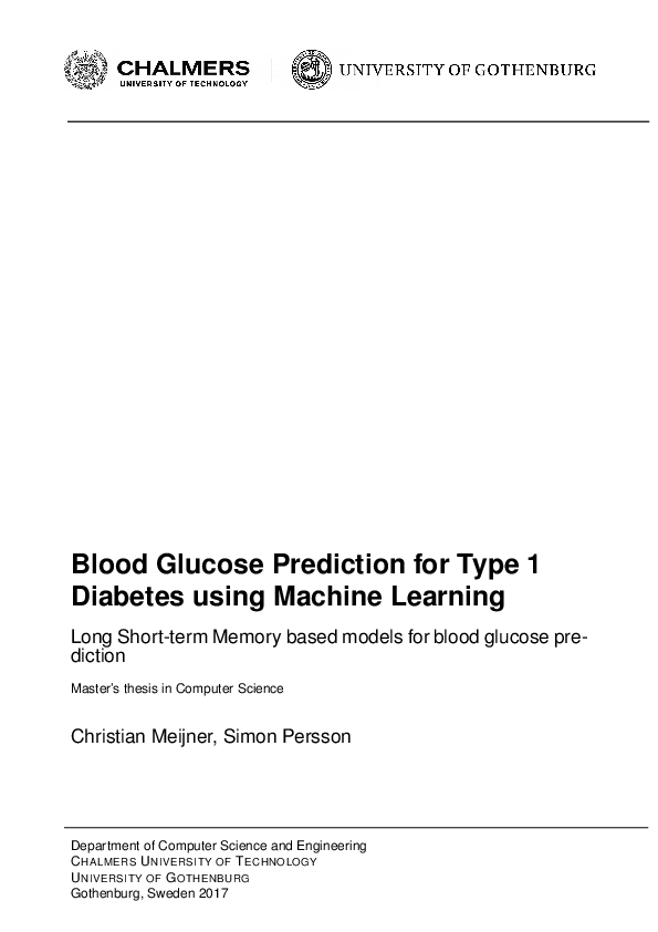 (PDF) Blood Glucose Prediction for Type 1 Diabetes using Machine ...