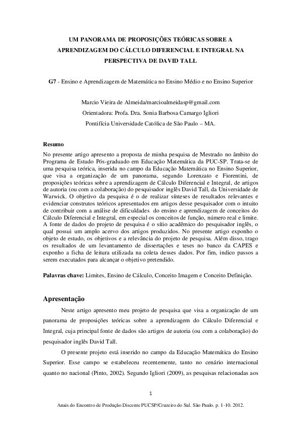 (PDF) Um Panorama De Proposições Teóricas Sobre a Aprendizagem Do ...