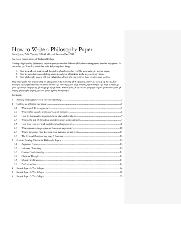 (PDF) How to Write a Philosophy Paper