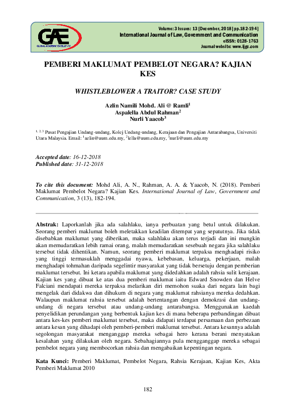 (PDF) Whistleblower a traitor? case study