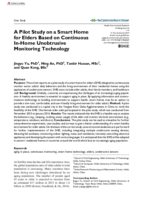 (PDF) A Pilot Study on a Smart Home for Elders Based on Continuous In ...