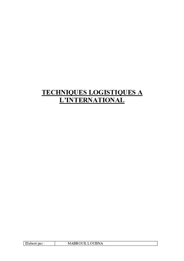 (PDF) Filière : commerce et logistique