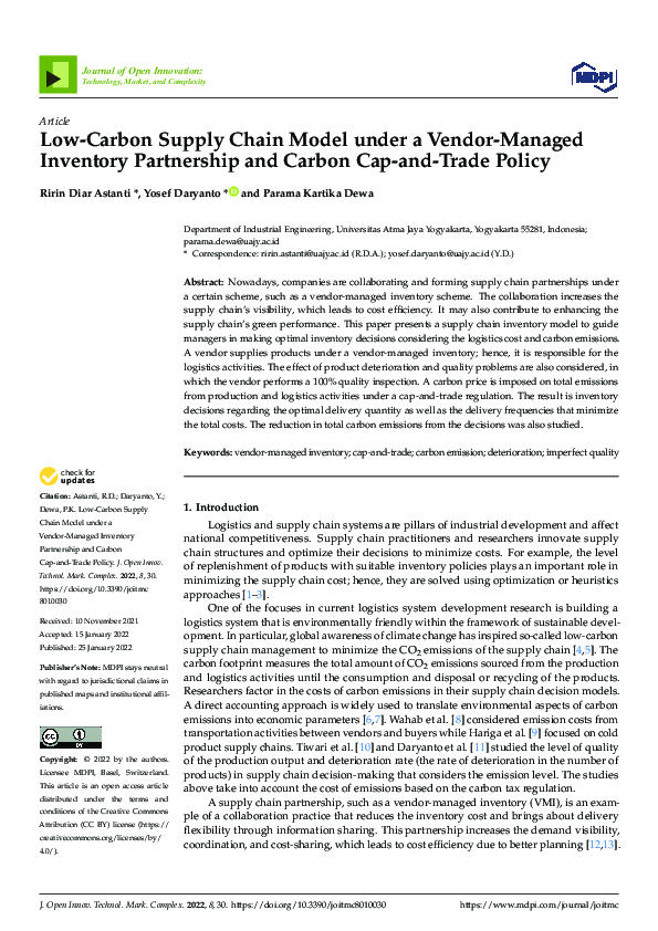 (PDF) Low-Carbon Supply Chain Model under a Vendor-Managed Inventory ...