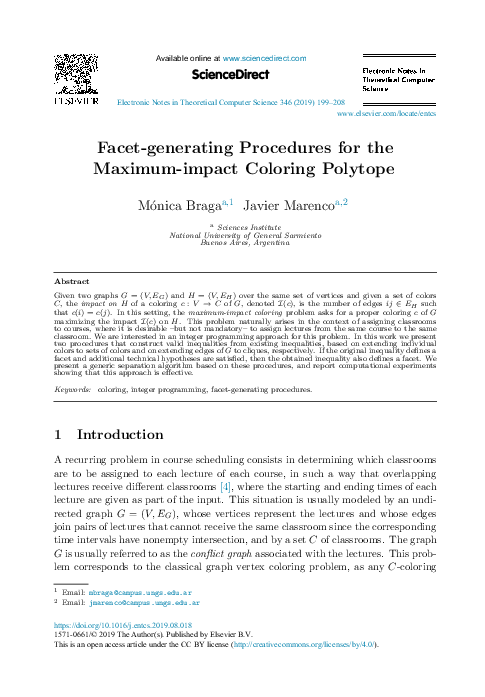 (PDF) Facet-generating Procedures for the Maximum-impact Coloring Polytope