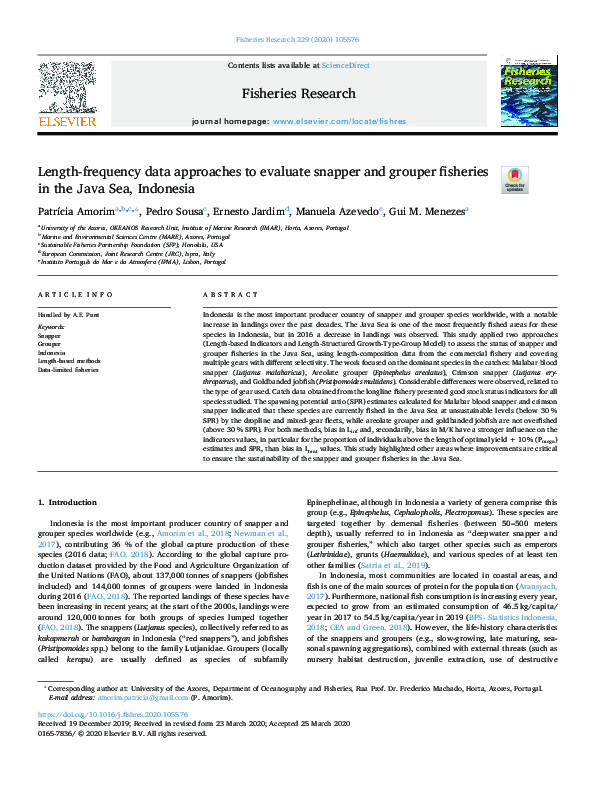 Pdf Length Frequency Data Approaches To Evaluate Snapper And Grouper