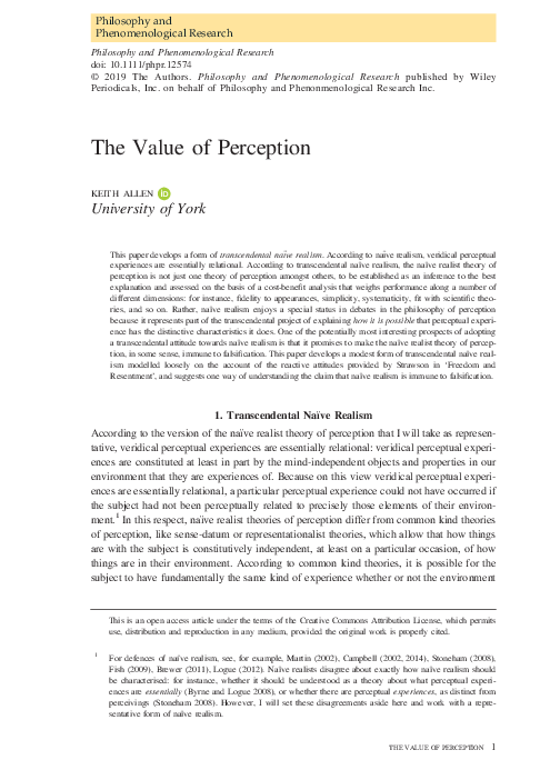 (PDF) The Value of Perception
