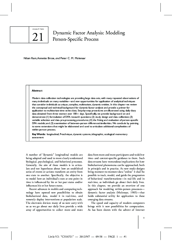 Pdf Dynamic Factor Analysis Modeling Person Specific Process