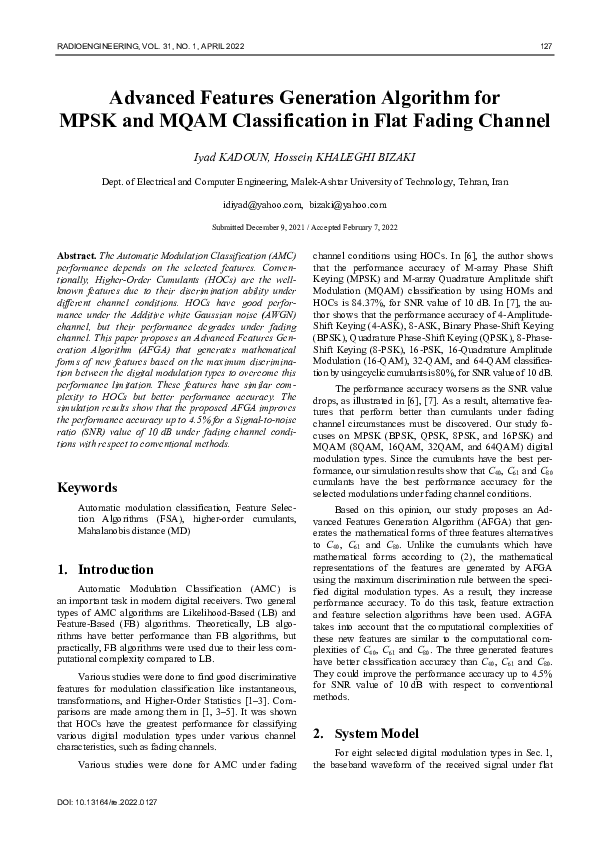Pdf Advanced Features Generation Algorithm For Mpsk And Mqam